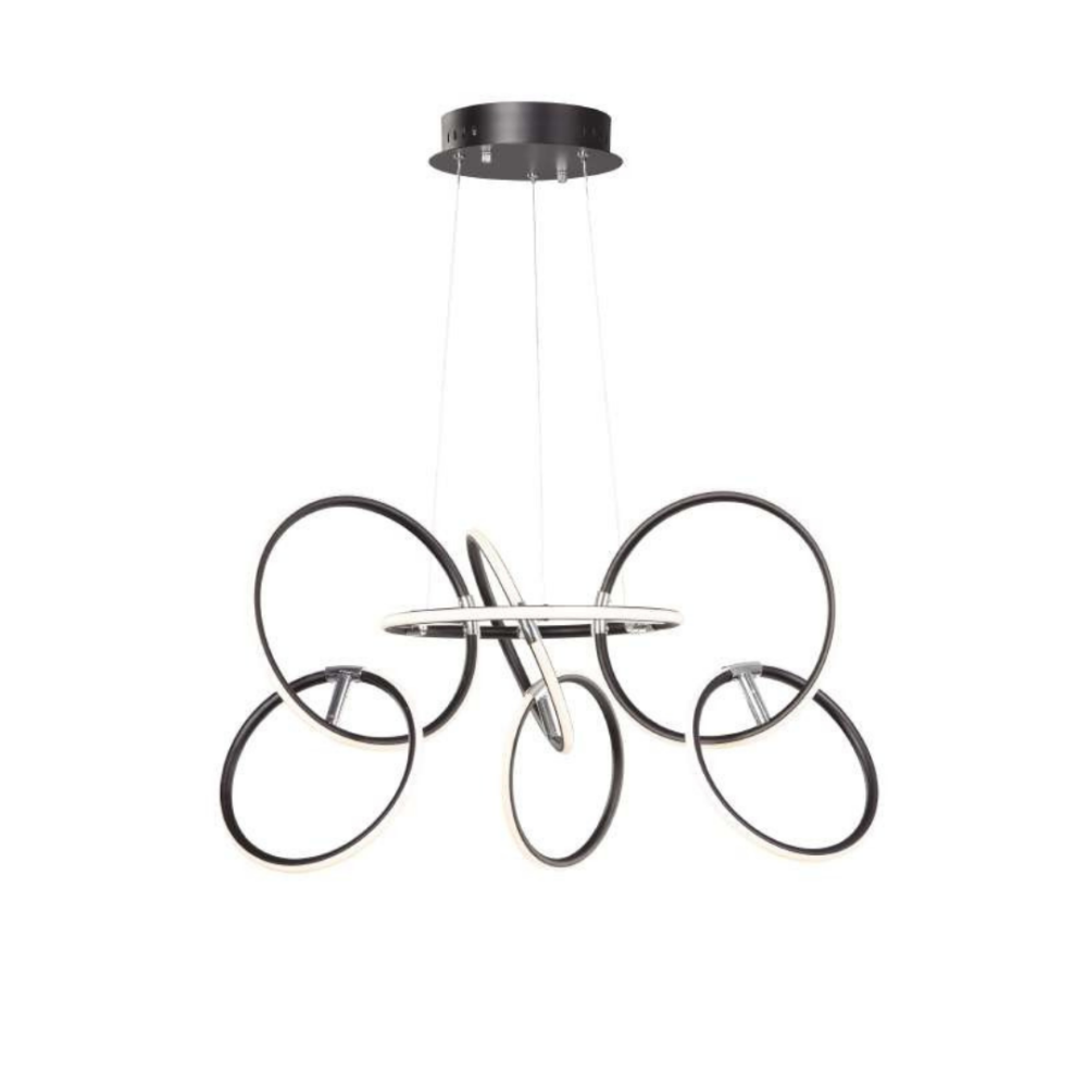 Lámpara colgante de 7 aros led entrelazados, de metal, aluminio y ...