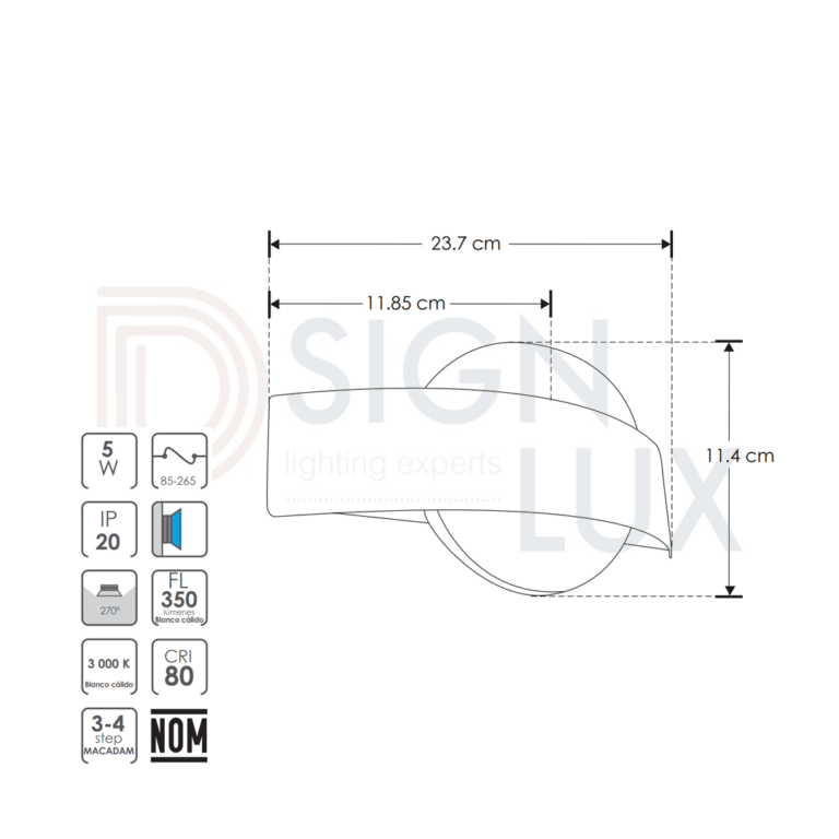 Luminario arbotante led simetrico luz blanco cálido de sobreponer con ...
