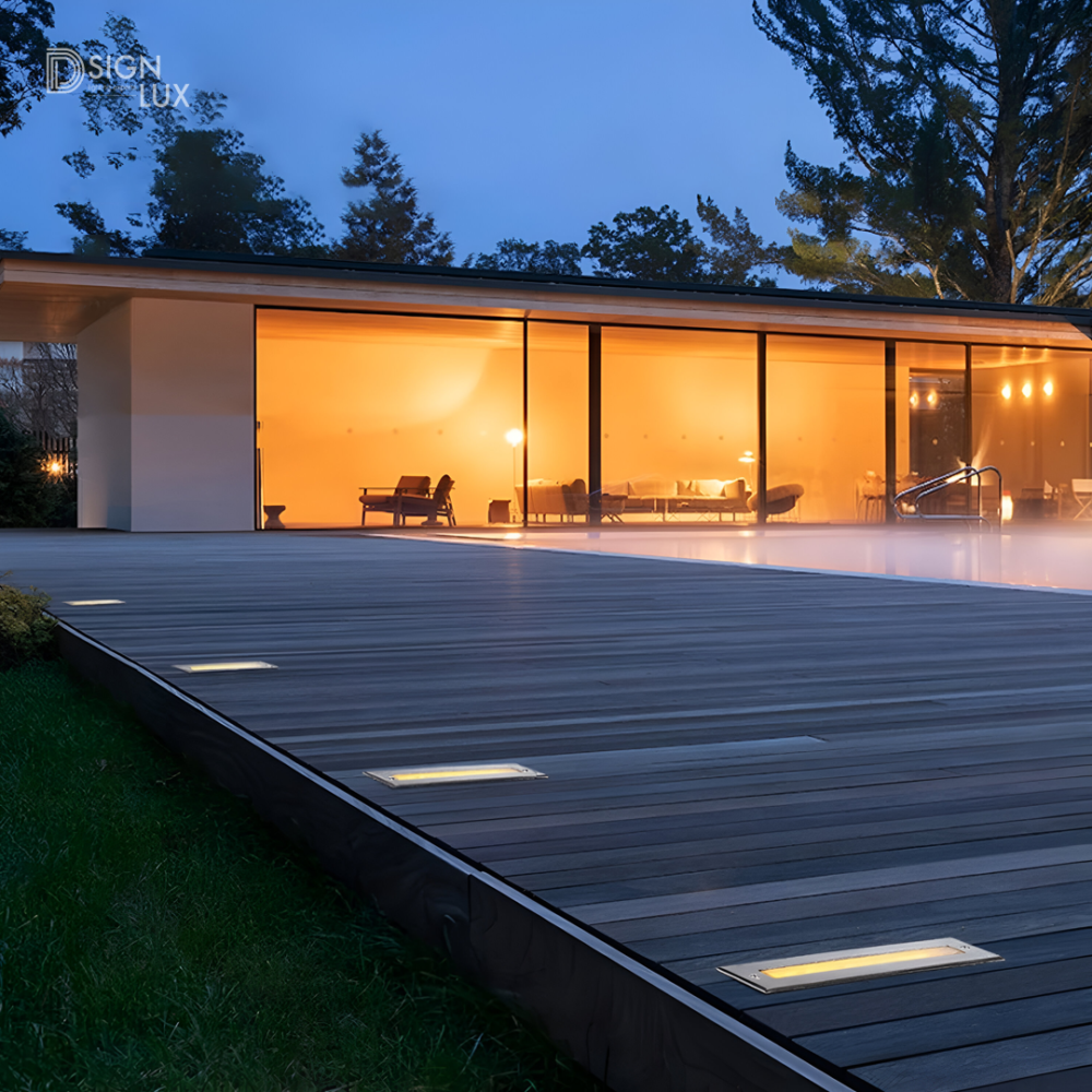 Luminario de piso con 9 leds de exterior rectangular de 13.5W y óptica ...