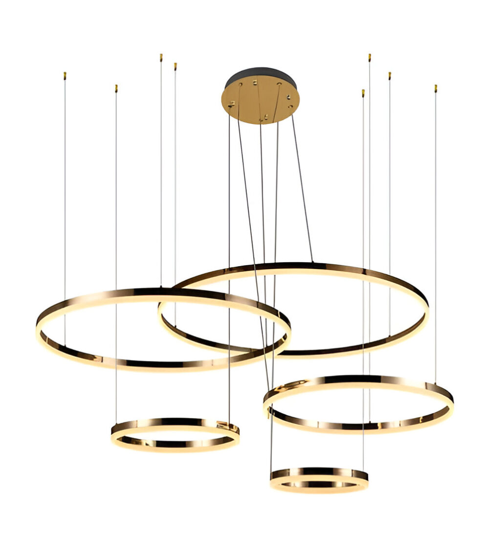 Lámpara Colgante Led Con Diseño Moderno de Doble Altura 5 aros de luces ...