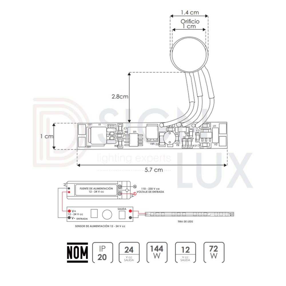Sensor IR ON-OFF activado con la mano para tira de led 72 Watts-144 ...